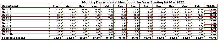 Manpower/staffing Planning and Budgeting Excel XLS template
