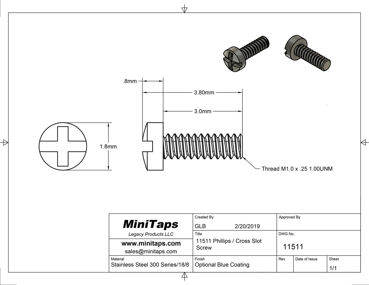 M1 X 3mm Machine Screw Slotted Philips Stainless Steel, 100 Count ...