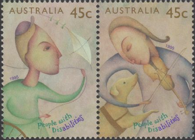 1995 ASC 1505a People with Disabilities pair | Stamps and Coins