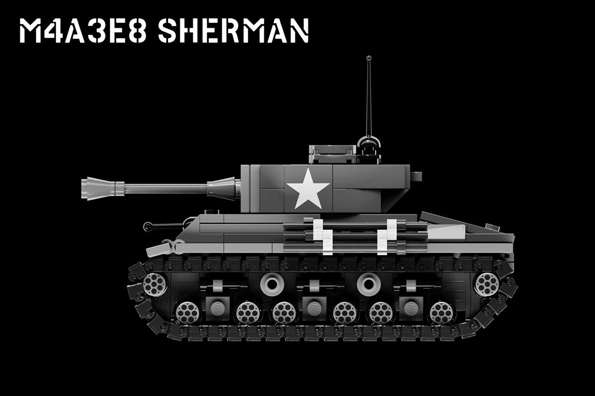 M4A3E8 Sherman - 1/48th Scale Brick Building Kit