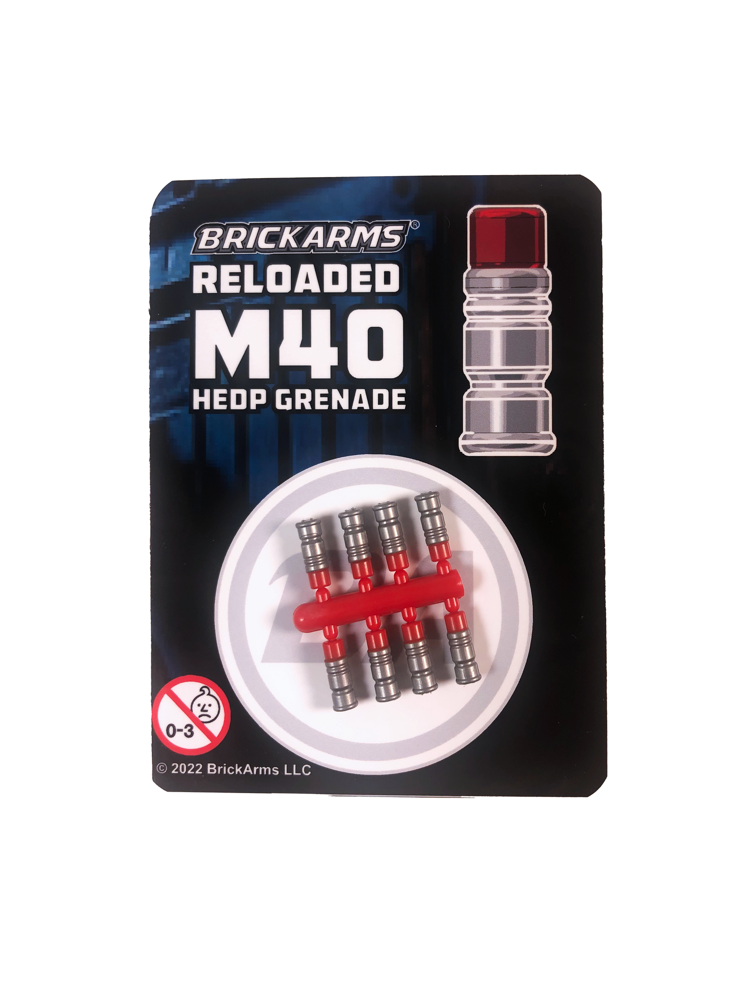 BrickArms® M40 HEDP Grenade 8 Pack Silver & Red