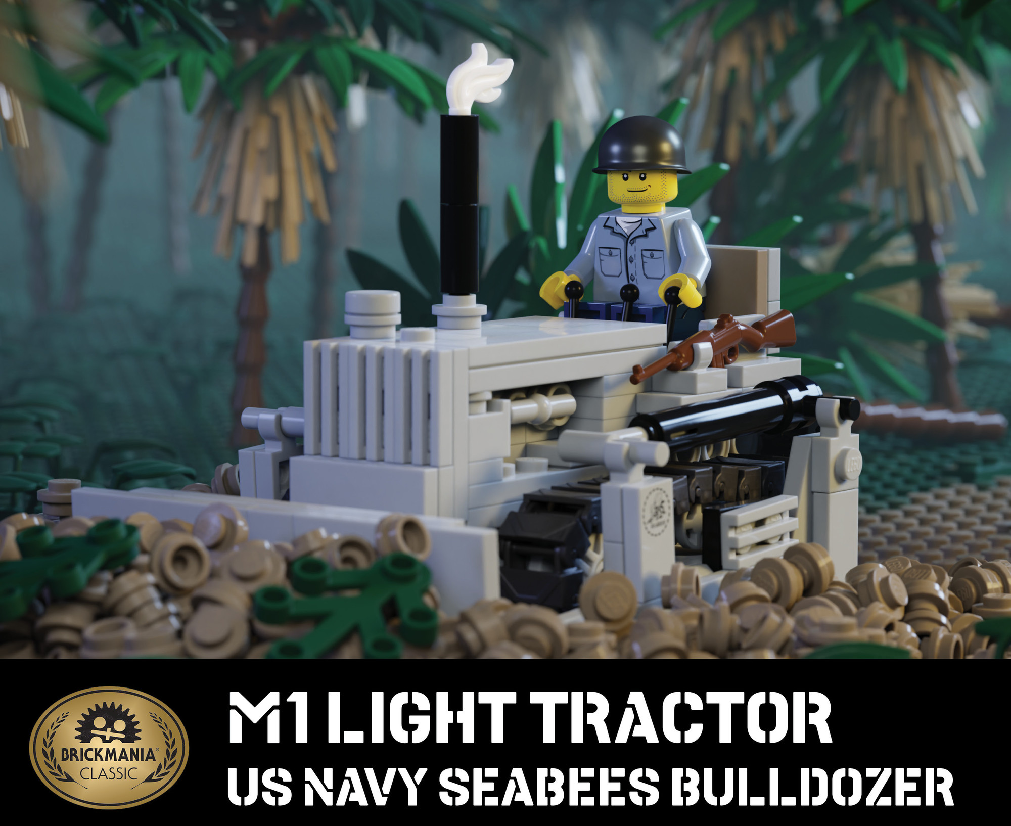 M1 Light Tractor – US Navy Seabees Bulldozer – Brickmania Classic Series
