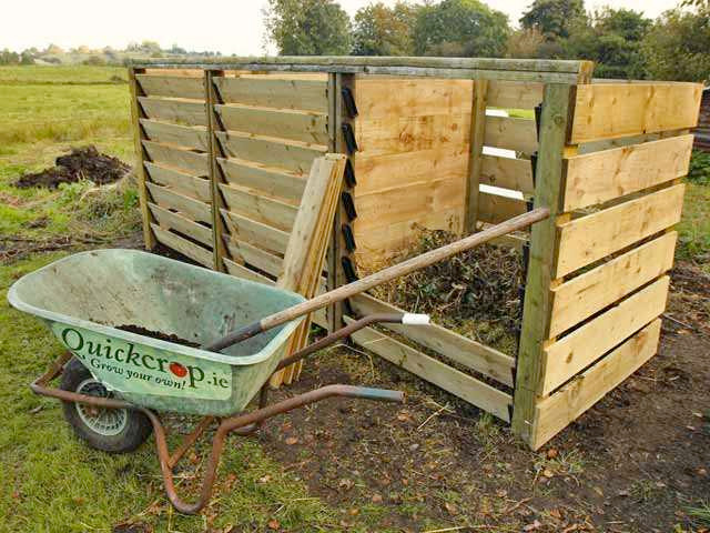 2 bay treated timber wooden composter