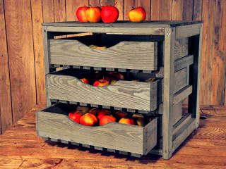 Garden Storage - Wooden Apple Store With 3 Drawers