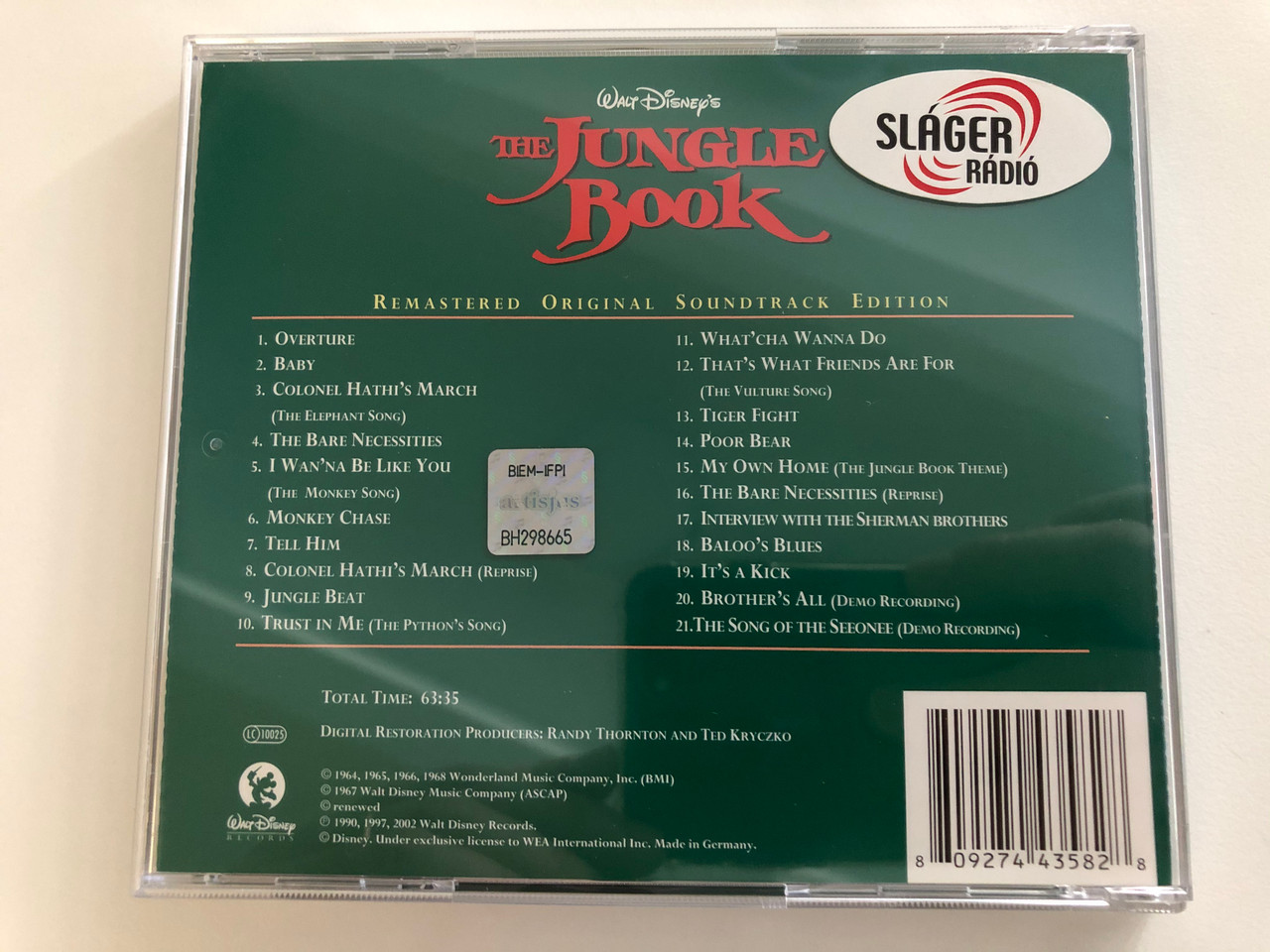 The Jungle Book (Original Soundtrack) / Walt Disney Records Audio CD ...