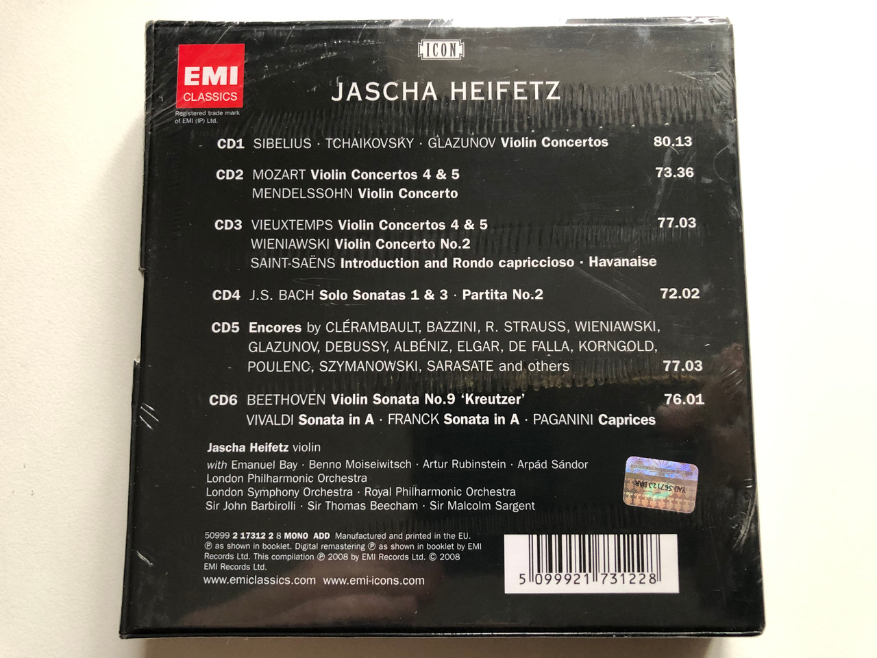 Jascha Heifetz – The Master Violinist Plays Bach, Mozart, Sibelius ...