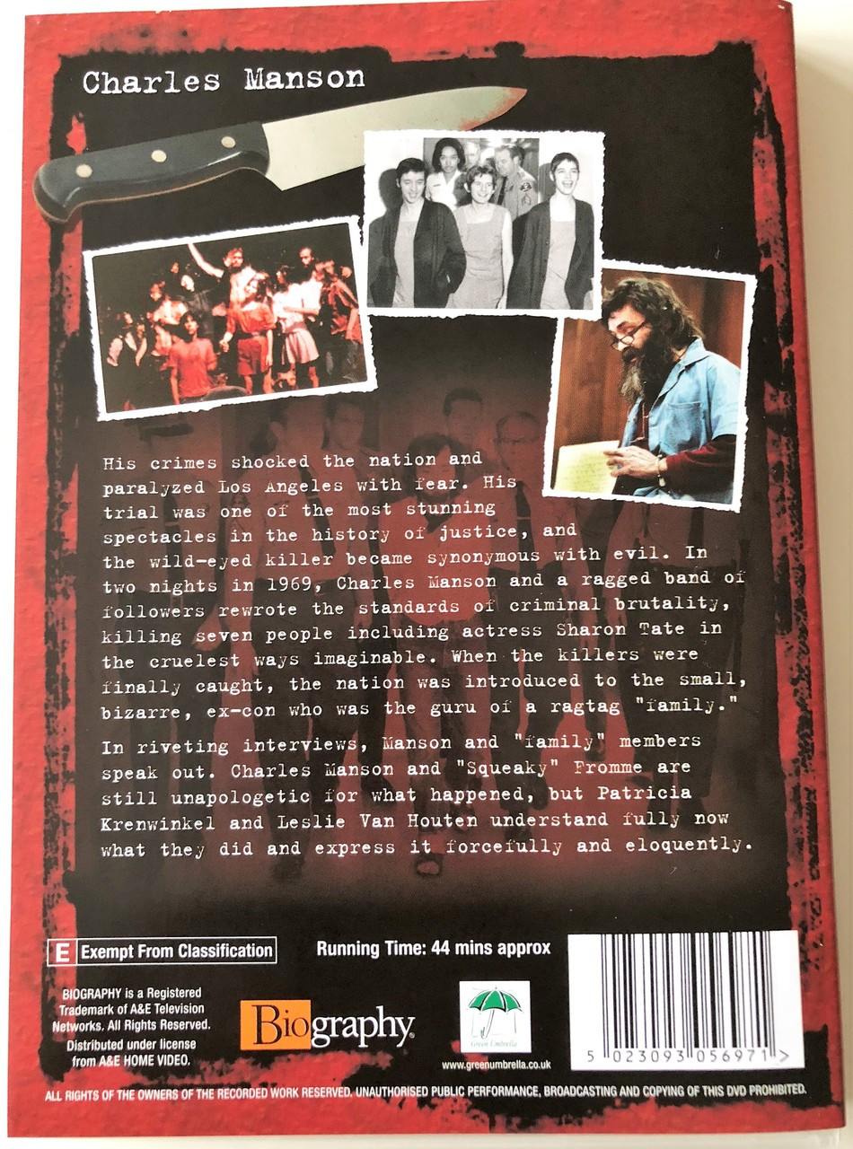 Notorious Killers - Charles Manson DVD / The most shocking of killing ...