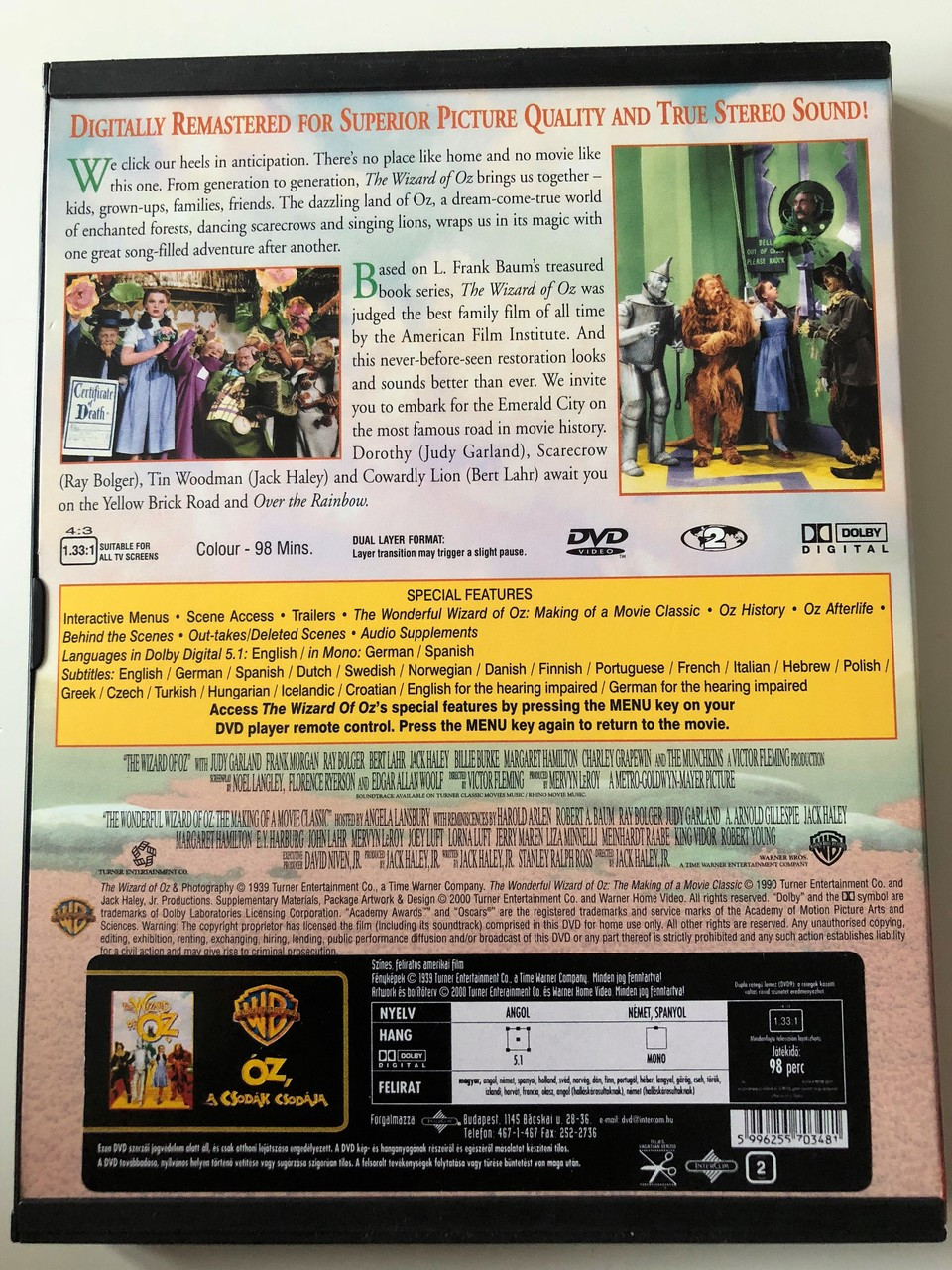 The Wizard of Oz DVD 1939 Óz, a csodák csodája / Directed by Victor ...