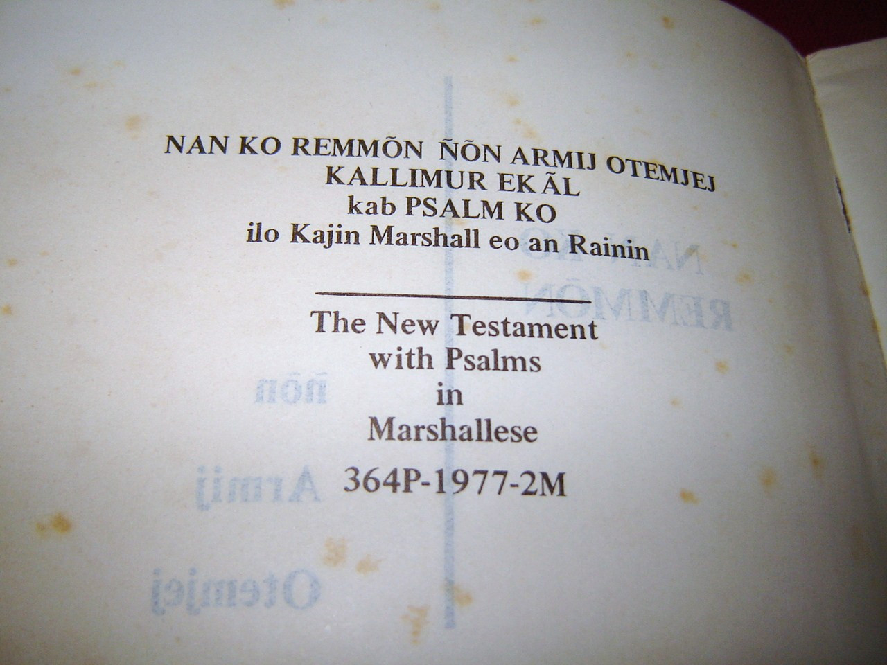 The New Testament with Psalms in Marshallese Language / Nan Ko Remmon ...