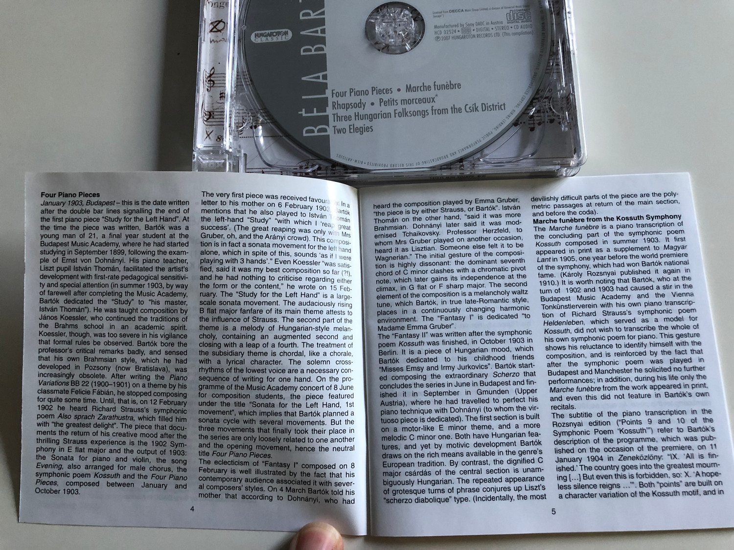 Béla Bartók - Works for Piano Solo (1) / Zoltán Kocsis / Four Piano Pieces, Marche funébre ...
