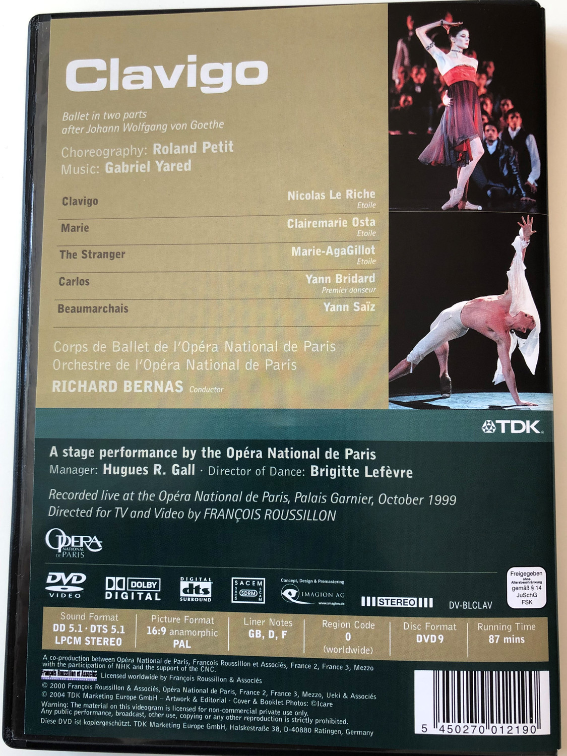 Roland Petit - Clavigo DVD 2000 Ballet after Johann Wolfgang von Goethe ...
