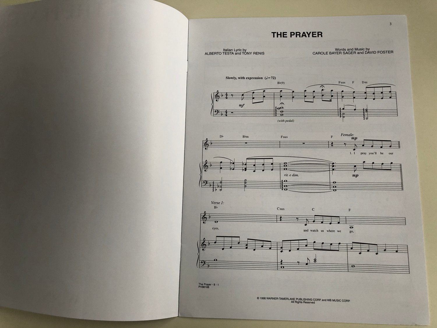 The Prayer – Original Sheet Music Edition | Celine Dion