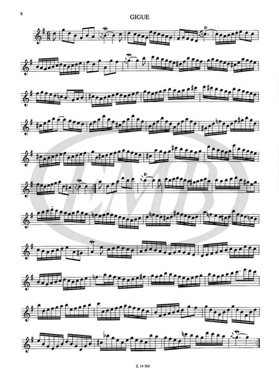 Bach French Suite BWV 817 for Solo Flute G Major