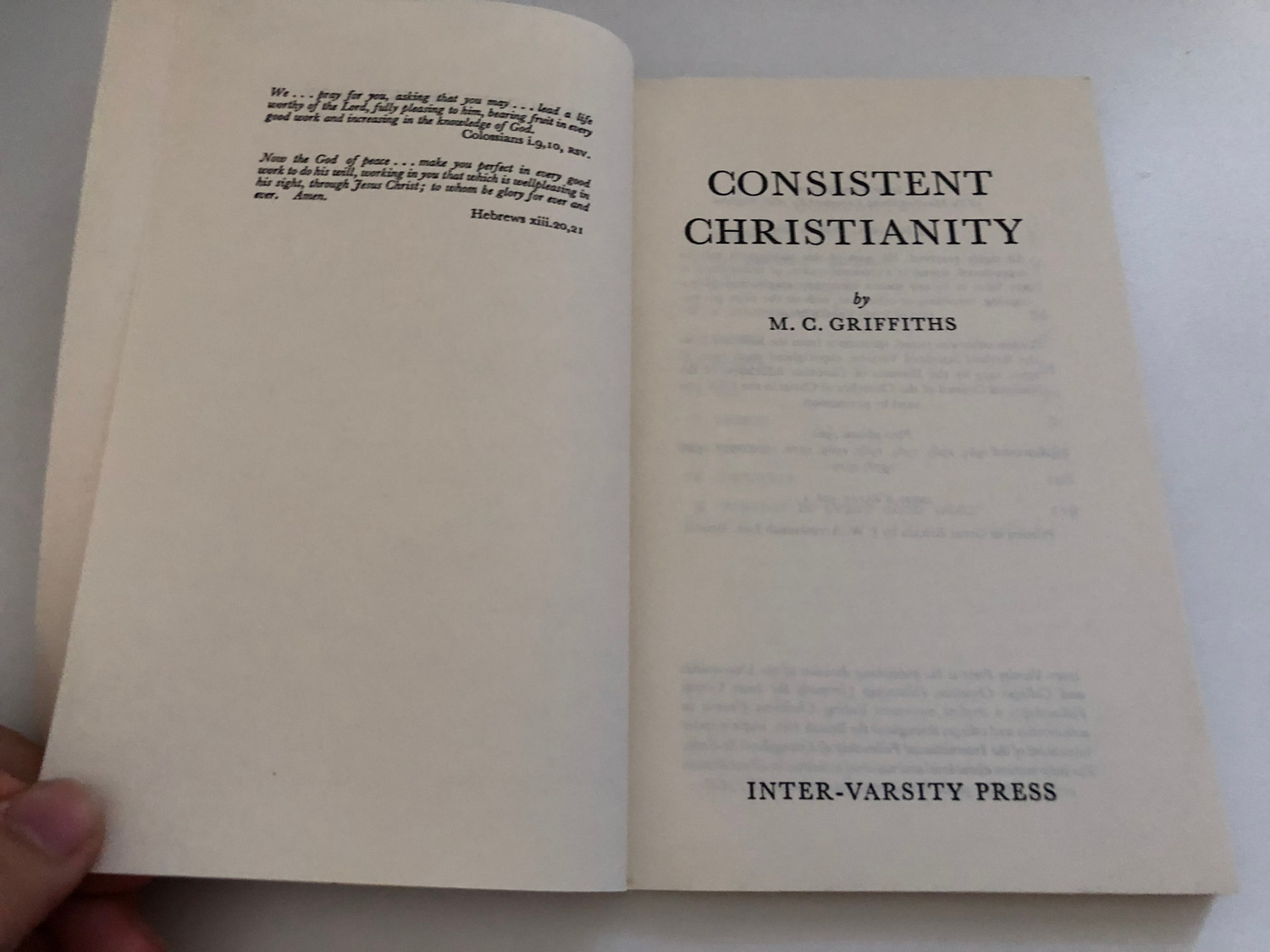 Consistent Christianity by Michael C. Griffiths