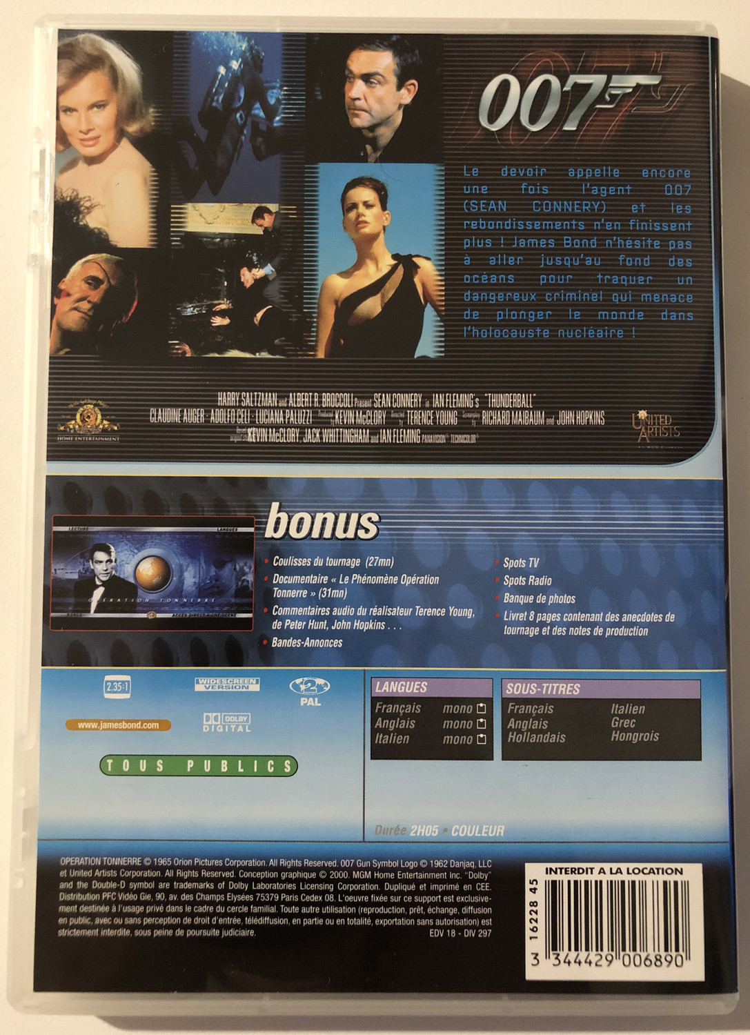 OPERATION TONNERRE - James Bond / Edition Speciale 007 / DVD Video ...