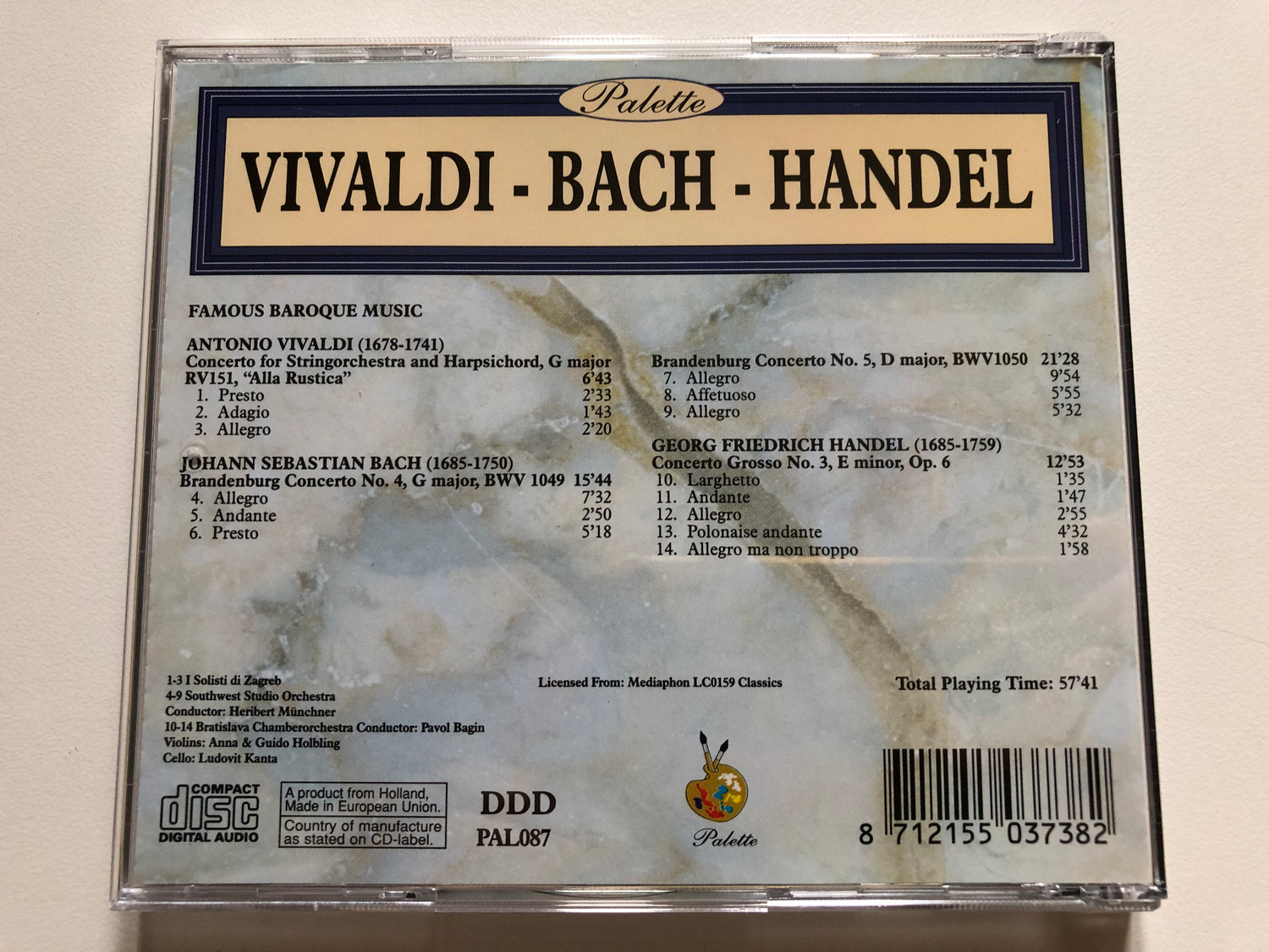 Bach, Handel, Vivaldi - Famous Baroque Music / Palette Audio CD ...