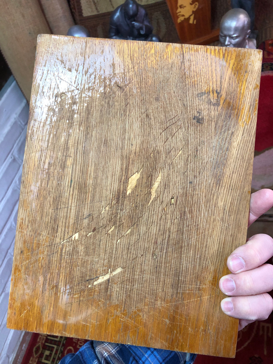 Wooden Plaque with Stylized Lenin Portrait – Soviet