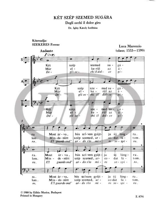 Luca Marenzio: Three Madrigals - Mixed Choruses 32