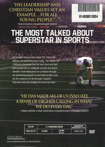 Tim Tebow: On a Mission DVD (2012) / His Leadership and Christian ...