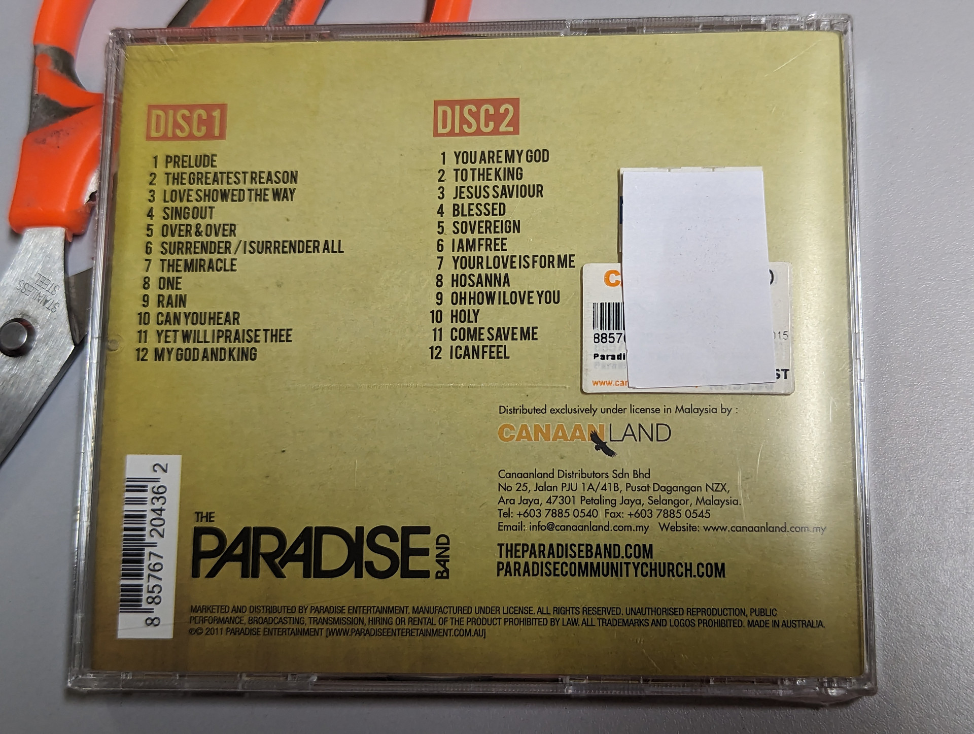 The Paradise Band 'Above All Else' (2011) Audio CD & DVD Live Praise