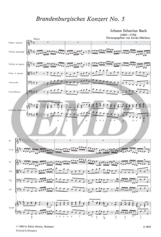 Bach Brandenburg Concerto No. 5 Score (BWV 1050)