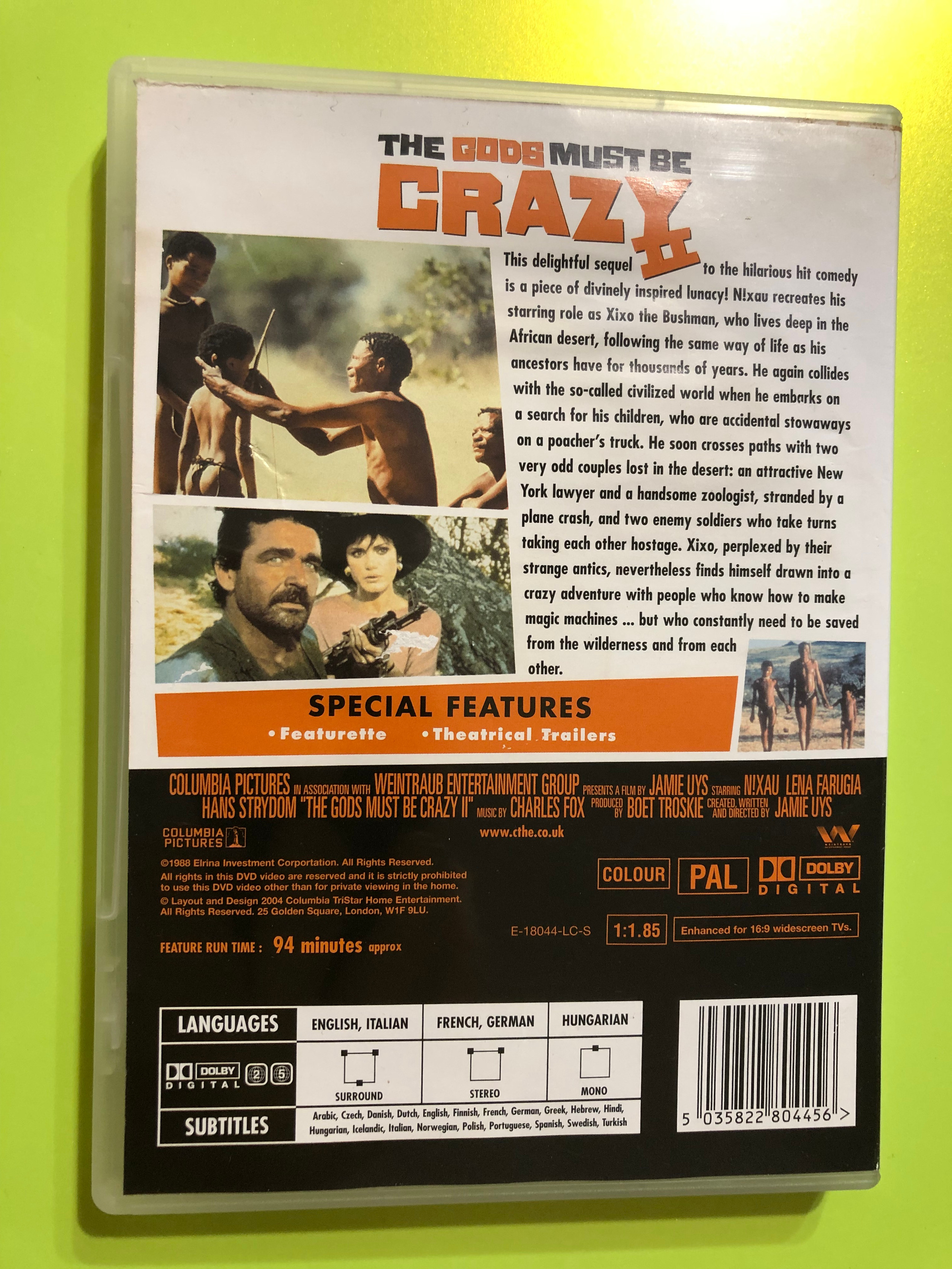 THE GODS MUST BE CRAZY II DVD MOVIE 1989 COLUMBIA PICTURES WIDESCREEN ...