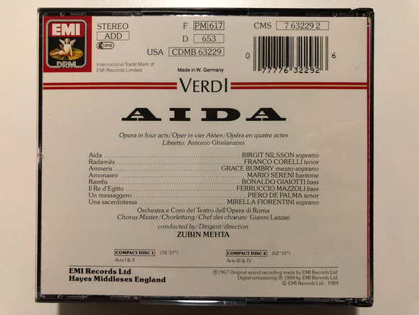 Verdi: Aida - Birgit Nilsson, Franco Corelli, Grace Bumbry, Mario Sereni