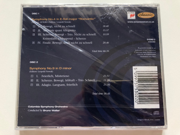 Bruno Walter - The Edition / Bruckner Symphony No. 9 / Columbia Symphony Orchestra / Sony ...