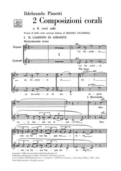 Pizzetti, Ildebrando: 3 CANTI / Ricordi - Bible in My Language