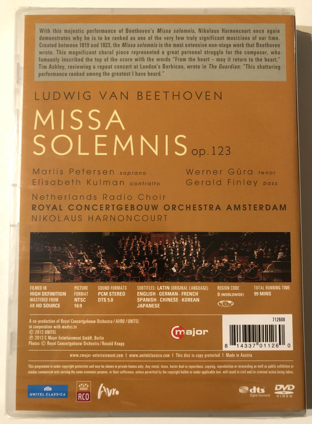 BEETHOVEN - MISSA SOLEMNIS / PETERSEN, KULMAN, GÜRA, FINLEY / ROYAL CONCERTGEBOUW ORCHESTRA ...