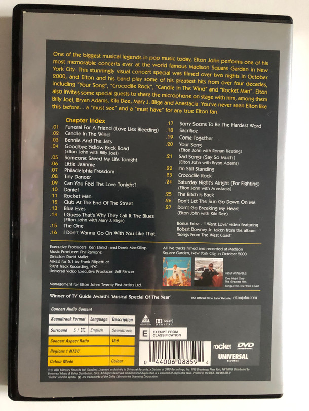 Elton John One Night Only The Greatest Hits Live At Madison Square