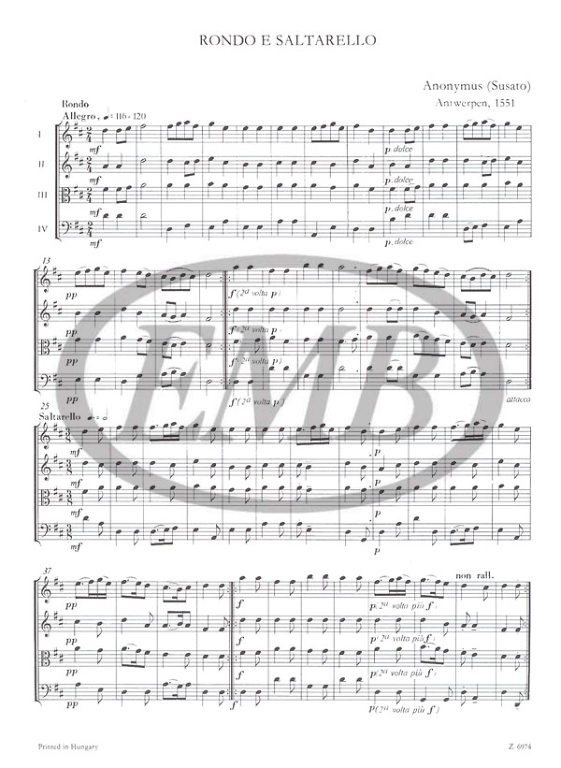Renaissance Works for 4 Instruments - EMB 1975 Score