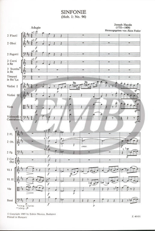 Haydn: Symphony No. 96 "The Miracle" Pocket Score | EMB