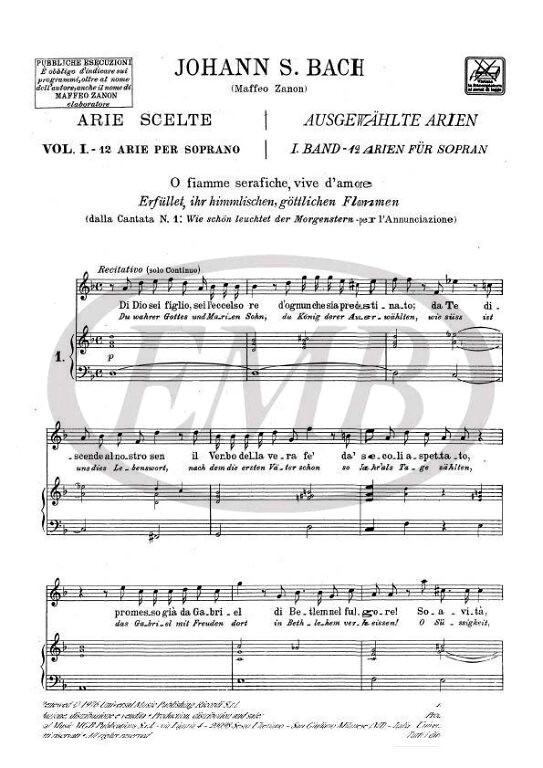 J.S. Bach: 12 Soprano Arias Vol. 1 - Ricordi Sheet Music