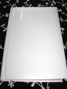 Romanian Bible White Cover with Golden Edges and Cross