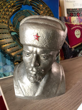 Lenin Bust with Red Star Ushanka - Soviet Collectible