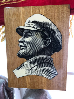 Wooden Plaque with Stylized Lenin Portrait – Soviet