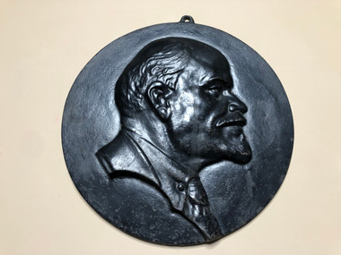 Vintage Vladimir Lenin Cast Metal Wall Plaque - Soviet Era