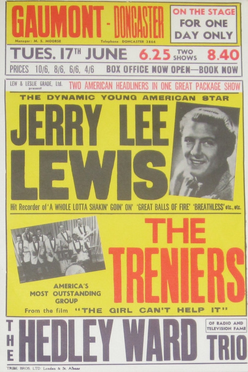 JERRY LEE LEWIS POSTER, THE TRENIERS POSTER REPRO - Norton Records
