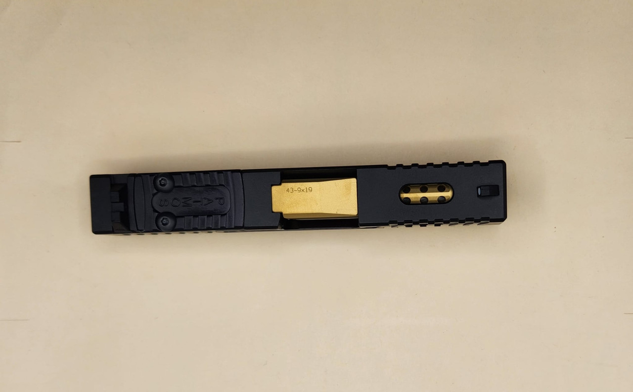 Glock 43X Complete Slide w/RMSc - Ported Slide/Ported Gold Barrel