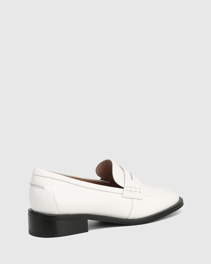 Fletcher White Leather Flat Loafer