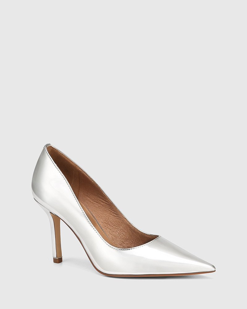 Quendra Silver Mirror Patent Stiletto Heel Pump