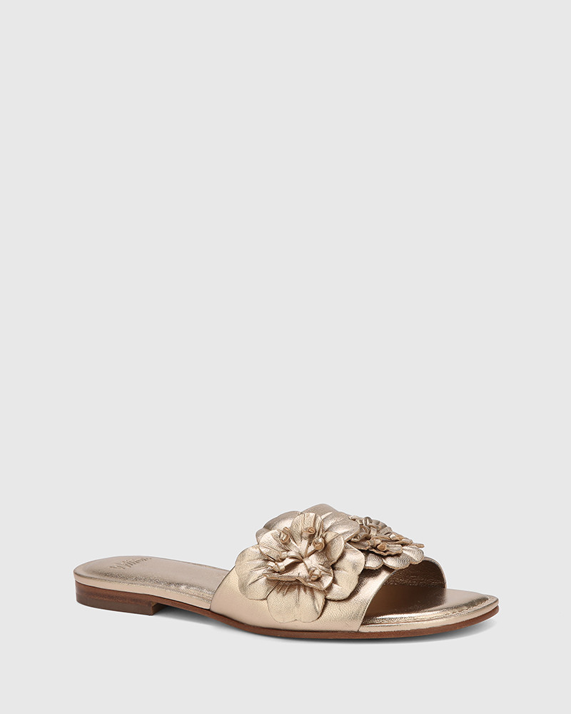 Coco Champagne Metallic Leather Slide