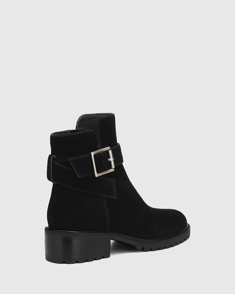 Finlee Black Suede Leather Ankle Boot