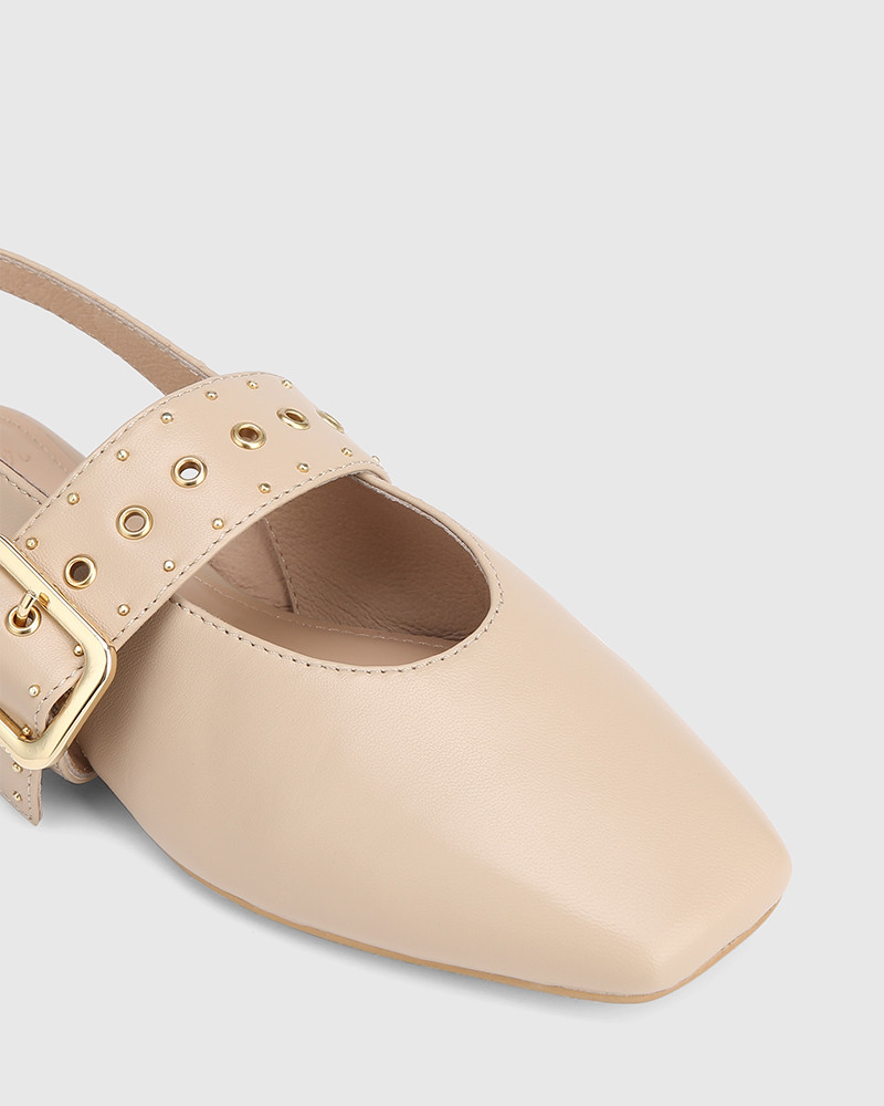 Apryl Pale Porcelain Leather Slingback