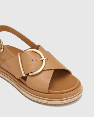 Barcelona Dark Sand Leather Sandal