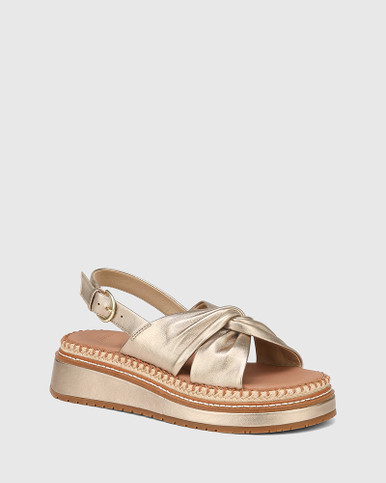 Destiny Champagne Metallic Leather Flatform