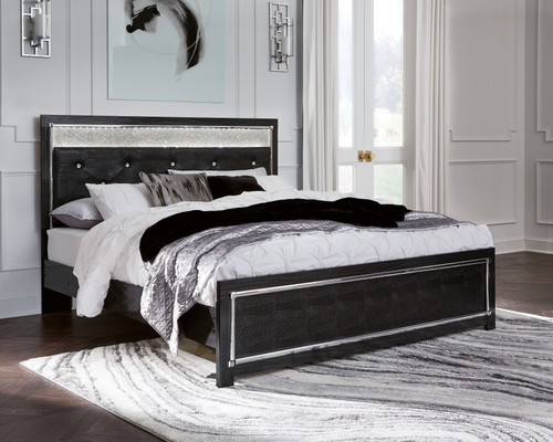 The Kaydell Black King Upholstered Glitter Panel Bed available at Rose ...