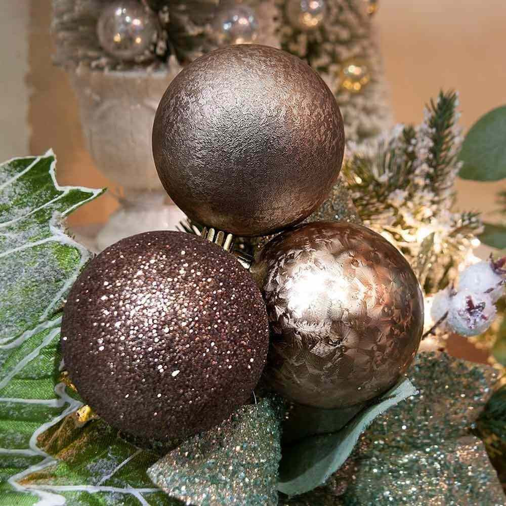 Peach Textured Baubles (Pack of 6) - 80mm - Christmas Elves
