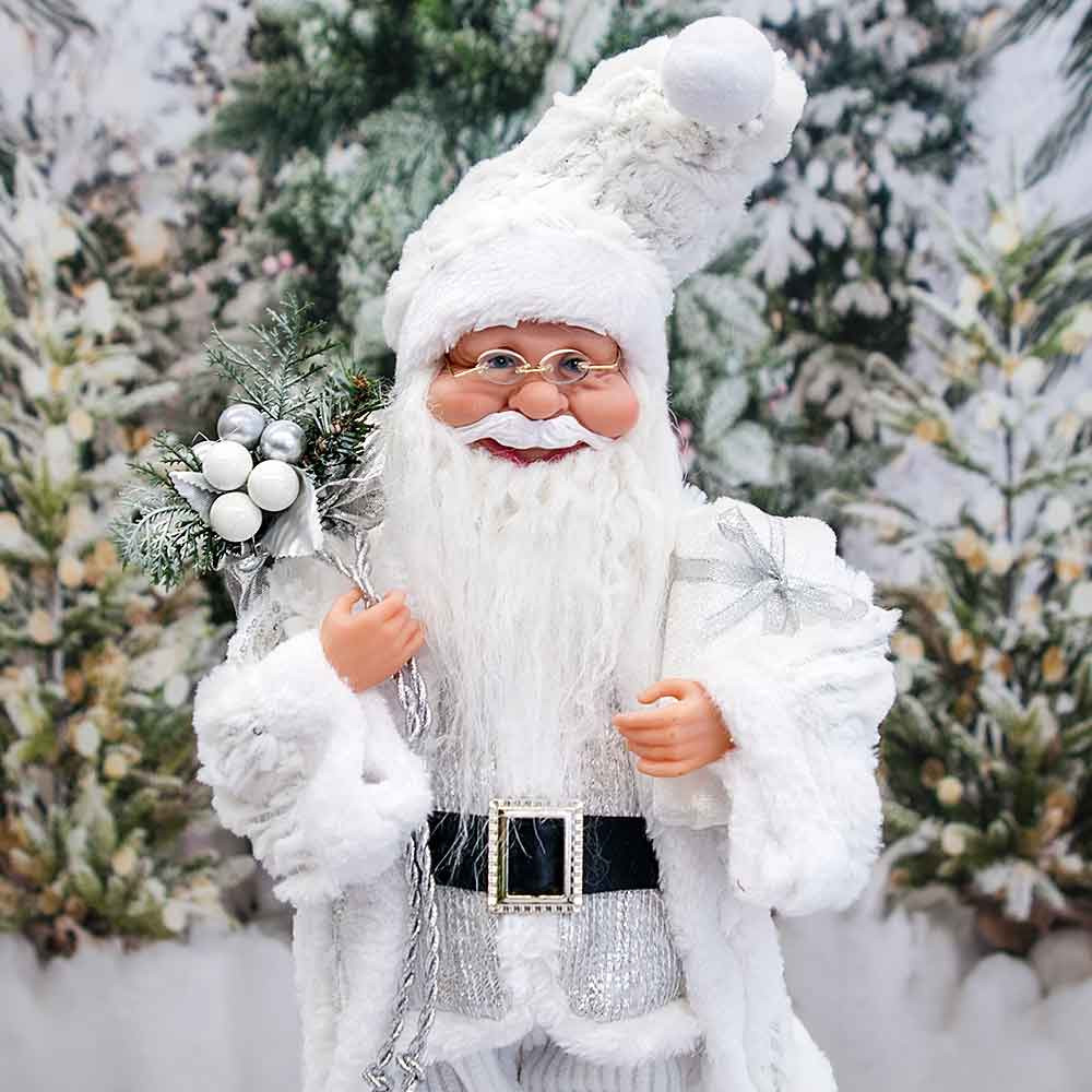 Silver White Santa Claus - 45cm - Christmas Elves